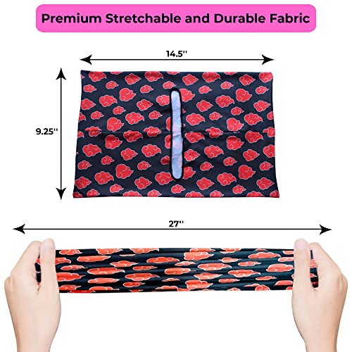 1PK Stretchable Book Cover for Textbooks - Red Cloud Anime Design Book Protector, Textbook Covers for School, Easy Apply Reusable Durable Book Sox (1)