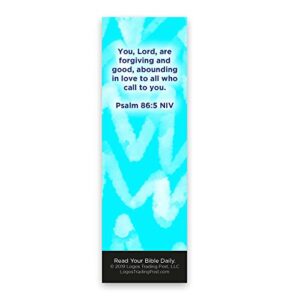 God Loves You, Psalm 86:5, Bulk Pack of 25 Christian Bookmarks for Kids, Childrens Bible Verse Book Markers, Sunday School Prizes with Memory Verses, Scripture Gifts for Kids & Youth