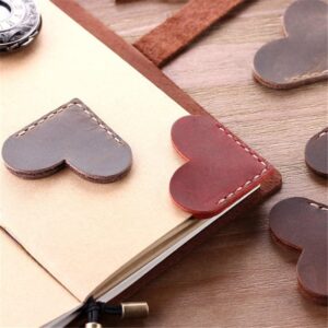 Askfairy 3PCS Leather Heart Bookmark,Heart Page Corner Handmade Bookmark,Cute Handmade Book Reading Gift for Book Lovers