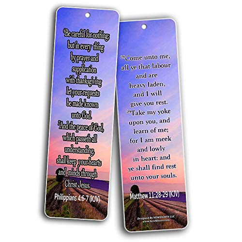 Bible Verses About Stress and Anxiety KJV Bookmarks (12-Pack) - Inspiring Scriptural Texts About How to Relieve Our Worries