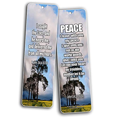 Bible Verses About Stress and Anxiety KJV Bookmarks (12-Pack) - Inspiring Scriptural Texts About How to Relieve Our Worries