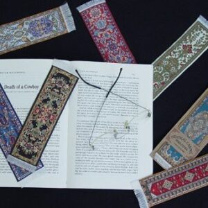 Oriental Carpet Woven Fabric Bookmark - Black Collection - 3 bookmark designs - Beautiful, Elegant, Cloth Bookmarks! Best Gifts & Stocking Stuffers for Men,Women,Teachers & Librarians!