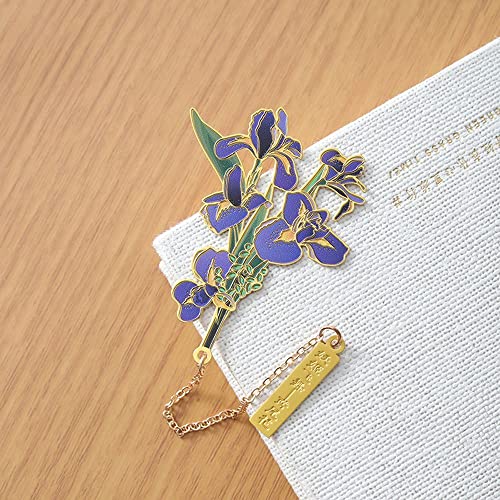 Bookmark 1PC Floral Brass Bookmark Chinese Style Tassel Pendant Book Clips Retro Pagination Mark Reading Tool School Office Supplies(Lilies)