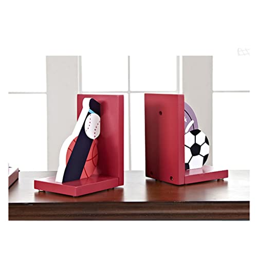 INKTUS Bookends Creative Sports Balls Bookends Wood Book Ends Book Holder Organizer Bookend Home Decoration Office Desktop Crafts for Home Office