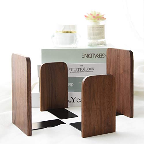 Tbkoly Home Decor Walnut Bookends Creative Wooden Bookend Desktop Storage Box Book Clip Thickened Book Stand, Office Desk Book End for Shelves, Pack of 2 Pairs Book Ends