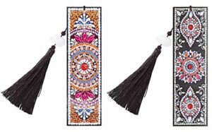 diamond painting bookmarks flowers – inegovin 2 pack diy bookmark diamond painting set, special-shaped crystal drill diamond art bookmark with tassel crystal diamond dots for adult students