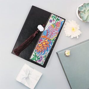 Cat Butterfly Bookmark with Diamond - pigpigboss 2 Pieces Bookmark Diamond Painting Kit Leather Bookmark Diamond Dots Art with Tassel for Student Adult Graduation Gift (21 x 6 cm)