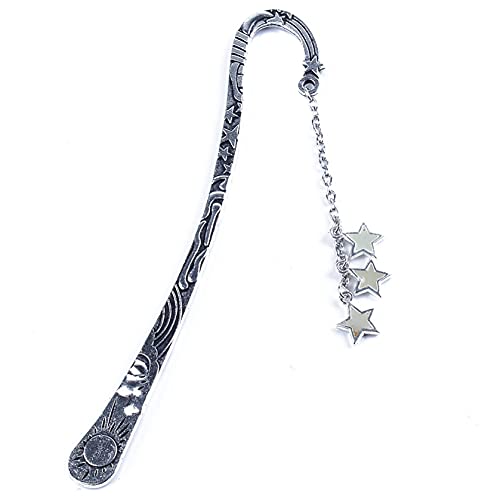 WEISUO Luminous Bookmarks,3D Metal Star Moon Pendant Glow In The Dark Bookmarks Gifts for Women Reading Lovers Men Kids