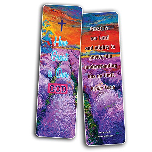 Favorite Bible Verses Bookmarks How Great is Our God Bookmarks (12 Pack) - Collection of Inspiring and Motivational Bible Verses - Scripture Cards Variety Bulk Buy - Sunday School Baptism Rewards