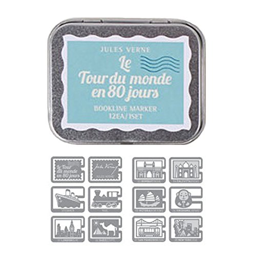 Bookfriends Multi-Purpose Bookmarks Book Line Marker Paper Clip Le Tour du Monde en 80 jours Set of 12