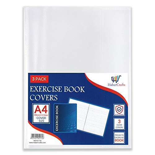 A4 Book Cover Plastic Exercise Book Covers Clear School Notebook Protector Cover Film Transparent Jacket Protective Sleeve Books 30cm x 21cm (A4 Size - Pack of 9)