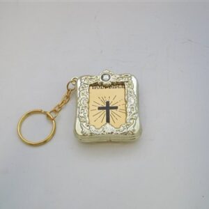 Bible Keychain Key Chain Religious Favor - English - Gold (12 Pack)