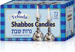 yehuda 3 hour white shabbos candles, 72 count, traditional shabbat candles, may also be used for chanukah candles