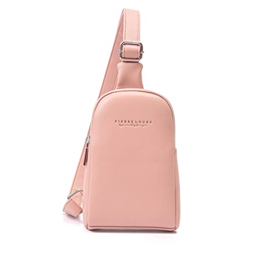 Aeeuqe Sling Bags for Women Small Travel Sling Backpack Purse PU Leather Crossbody Chest Bag Casual Daypack for Girls Pink