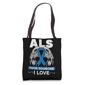 als took someone i love als awareness supporter tote bag