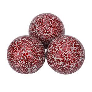 tisovixo decorative balls, 3 pack glass mosaic sphere, 3″ balls sphere decor table centerpiece for bowls vases dining table decor, bowl filler for house decor