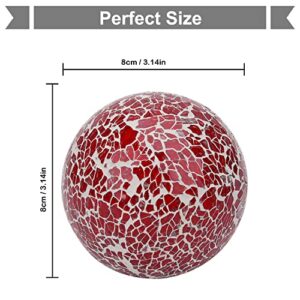 Tisovixo Decorative Balls, 3 Pack Glass Mosaic Sphere, 3" Balls Sphere Decor Table Centerpiece for Bowls Vases Dining Table Decor, Bowl Filler for House Decor