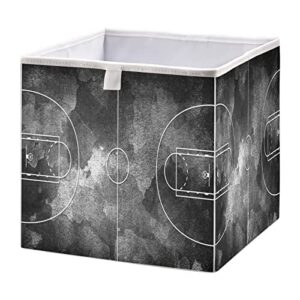 blueangle black basketball court cube storage bin, 11 x 11 x 11 in, large collapsible organizer storage basket for home décor（497）