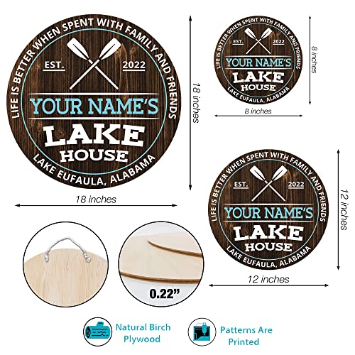 V VIBEPY Personalized Lake House Signs, Life Is Better When Spent With Family And Friends Signs 12x12",18x18" Printed Sign, Welcome Signs, Lake House Signs, Outdoor Sign, Yard Sign, Summer Sign, Housewarming Gift