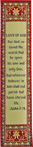 for God so Loved The World, Woven Fabric Christian Bookmark, Silky Soft John 3:16 Flexible Bookmarker for Novels Books and Bibles, Traditional Turkish Woven Design, Memory Verse Gift