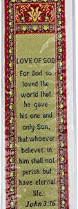 for God so Loved The World, Woven Fabric Christian Bookmark, Silky Soft John 3:16 Flexible Bookmarker for Novels Books and Bibles, Traditional Turkish Woven Design, Memory Verse Gift