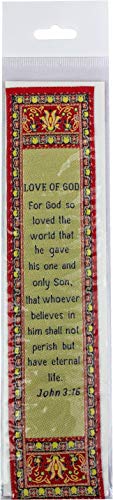 for God so Loved The World, Woven Fabric Christian Bookmark, Silky Soft John 3:16 Flexible Bookmarker for Novels Books and Bibles, Traditional Turkish Woven Design, Memory Verse Gift