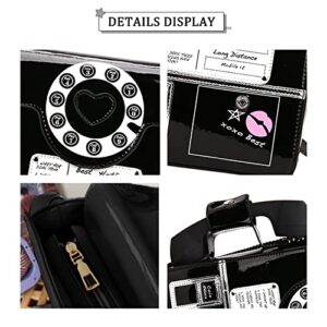 KUANG! Women Reflective Fashion Telephone Shaped Shoulder Bag Ladies Novelty Microphone Crossbody Bag Chain Purse for Girls