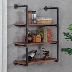 rzgy industrial floating shelves wall mount, 3-tiers wall mount bookshelf pipe wall shelf diy storage shelving, rustic pipe shelving unit,wall book shelf for home organizer