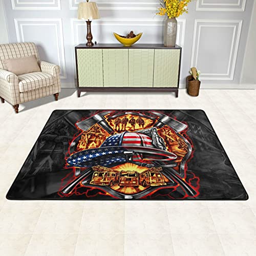 American Firefighter Flag Carpet for Bedroom Carpet Flannel Decorative Carpets Indoor Modern Plush Area Rugs Customizable Non-Slip Rug