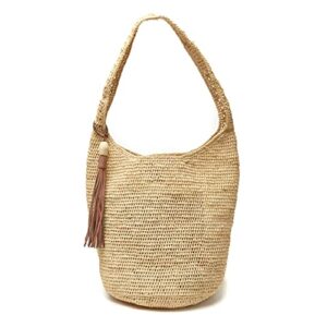 mar y sol aspen open weave raffia bucket tote bag, natural