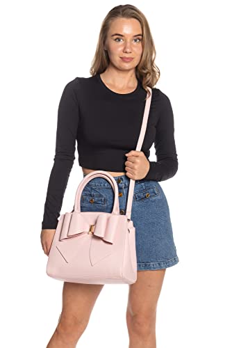 Like Dreams Women Classic Large Vegan Leather Satchel Bowtie Top Handle Fashion Handbag Purse (Candy Pink)