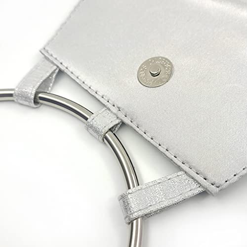 HoHeMoYi Bling Rhinestones Womens Evening Handbag Purses Mesh Pouch Clutch (Silver)