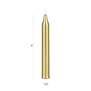 SRG 20 pcs Unscented Gold Mini Taper Candle, 4 Inch Tall x 1/2 Inch Diameter, Great for Casting Chimes, Rituals, Spells, Vigil, Witchcraft, Wiccan Supplies, Wax Play & More