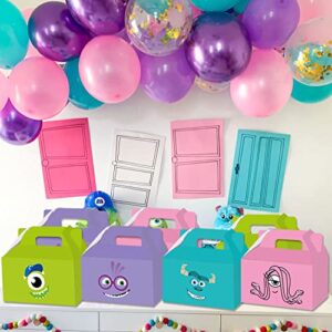 Monster Inc Treat Boxes Little Monster Candy Boxes Cardboard Present Boxes 16 Pcs 4 Style for Monster Inc Birthday Party Decorations