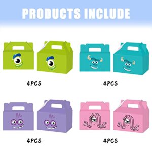 Monster Inc Treat Boxes Little Monster Candy Boxes Cardboard Present Boxes 16 Pcs 4 Style for Monster Inc Birthday Party Decorations