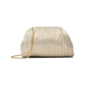 Loeffler Randall Women's Bailey Pleated Clutch, Platinum, Metallic, Gold, One Size