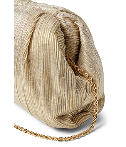 Loeffler Randall Women's Bailey Pleated Clutch, Platinum, Metallic, Gold, One Size