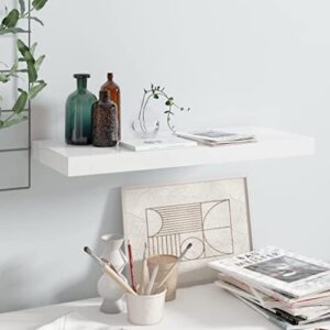 nusgear floating wall shelf high gloss white 23.6″x9.3″x1.5″ mdf