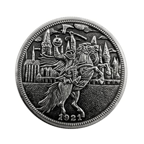 hawkspread Halloween Pumpkin Headless Horseman Soul Handed Over to Demon HOBO Nickel Antique Silver Plated Collection Satan Series Challenge Coin