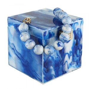 yyw women acrylic purses, marbling acrylic clutch bag fashion elegant evening bag party cocktail clutch purse handbag bag (blue)