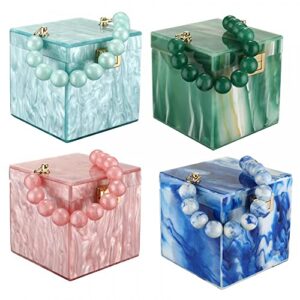 YYW Women Acrylic Purses, Marbling Acrylic Clutch Bag Fashion Elegant Evening Bag Party Cocktail Clutch Purse Handbag Bag (Blue)