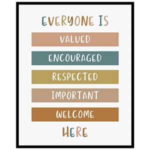 everyone is welcome here, boho classroom decor, playroom wall art, all are welcome, classroom poster, kids room art, classroom quotes, social worker office decor, counselor, 8×10 inch – unframed