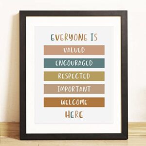 Everyone Is Welcome Here, Boho Classroom Decor, Playroom Wall Art, All Are Welcome, Classroom Poster, Kids Room Art, Classroom Quotes, Social Worker Office Decor, Counselor, 8x10 inch - UNFRAMED