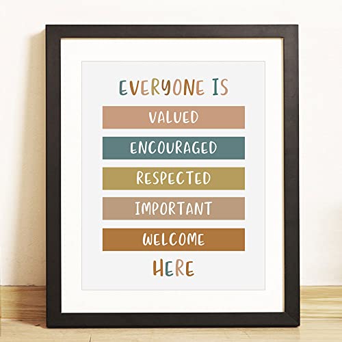 Everyone Is Welcome Here, Boho Classroom Decor, Playroom Wall Art, All Are Welcome, Classroom Poster, Kids Room Art, Classroom Quotes, Social Worker Office Decor, Counselor, 8x10 inch - UNFRAMED