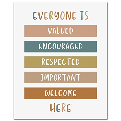 Everyone Is Welcome Here, Boho Classroom Decor, Playroom Wall Art, All Are Welcome, Classroom Poster, Kids Room Art, Classroom Quotes, Social Worker Office Decor, Counselor, 8x10 inch - UNFRAMED