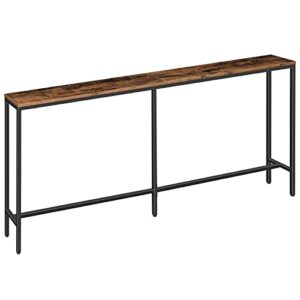 alloswell console table, 70.9″ narrow long sofa table, entryway table, industrial sofa table, side table, for hallway, living room, sturdy and stable, easy to assemble, rustic brown cthr18001