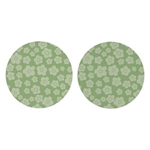 floral pistachio green 2.75 x 2.75 ceramic car coasters pack of 2