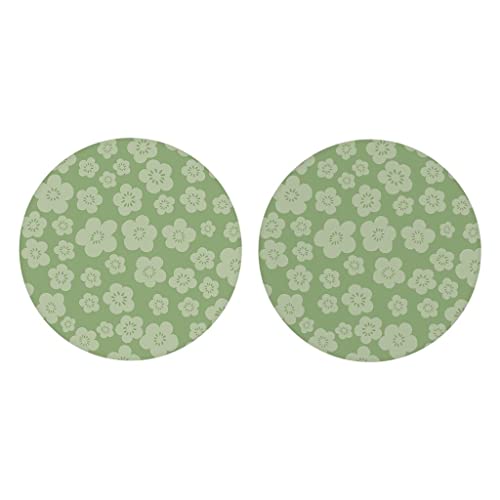 Floral Pistachio Green 2.75 x 2.75 Ceramic Car Coasters Pack of 2