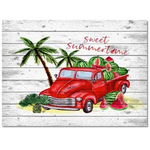 Area Rug 2'x3' - Watermelons in The Truck Wood Grain Backdrop Non-Slip Living Room Bedroom Accent Rug Carpet, Washable Kitchen Mat Rugs Front Porch Floor Doormat Bath Runner Rugs