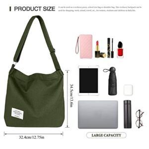 Tote Bag for Women Canvas Cute Tote Bag Aesthetic Hobo Bags for Women for Work Travel Easy to Fold (Army Green)